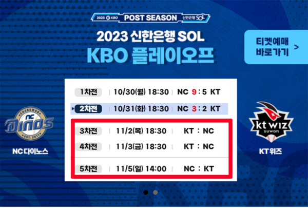 2023플레이오프 5차전 선발투수 '미정' 중계시간·예매