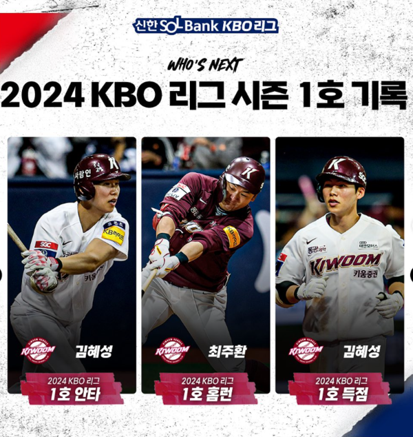 2024 프로야구순위 "리그1호 타이틀" 24일 결과