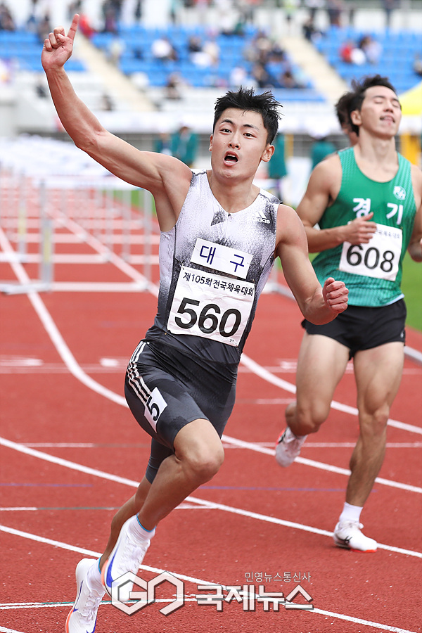 [GJ포토] 김주호, '육상 남자 일반부 110mH 1위'(105회 전국체전)